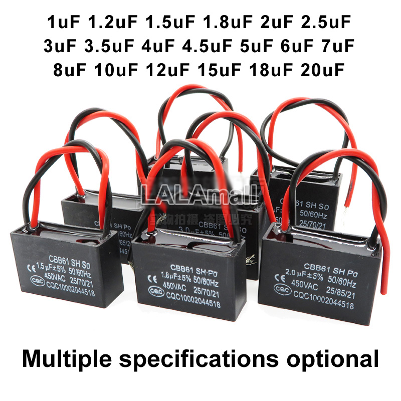 CBB61 SH Fan Start Capacitor 450V 1uF 1.0uF 1.2uF 1.5uF 1.8uF 2uF 2.0uF ...