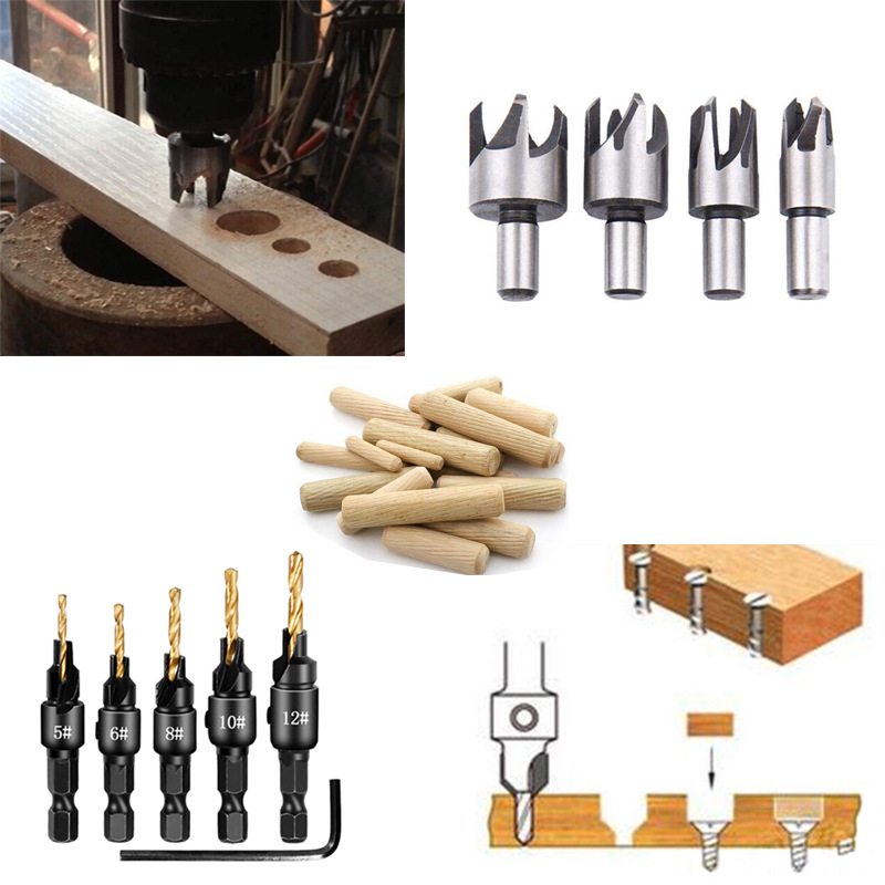 5pcs Countersink Drill Woodworking Drill Bit Set Drilling Pilot Holes ...