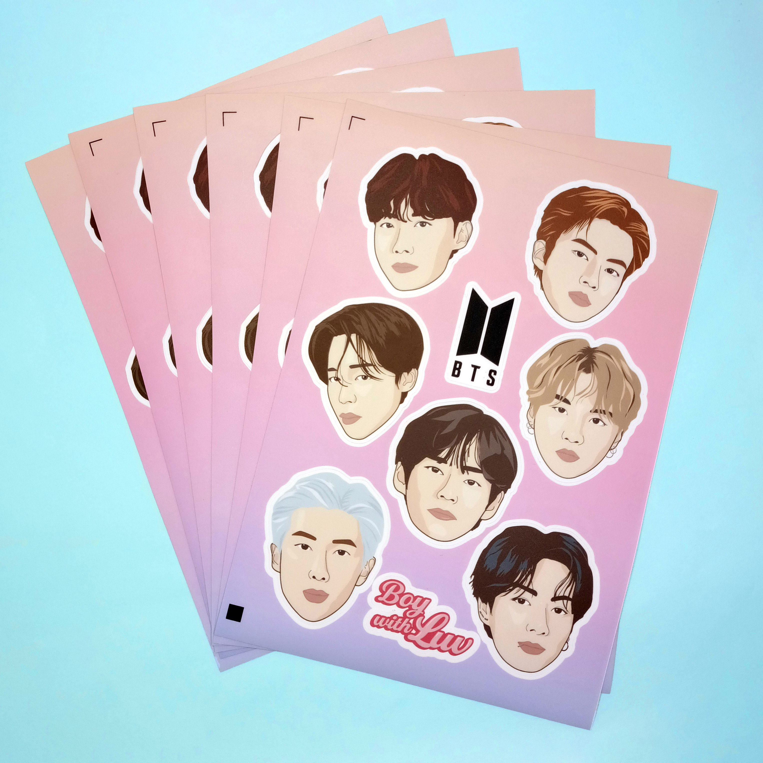 KPOP - Cute Heads BTS STICKER SET for Laptop Tumbler Journal etc ...