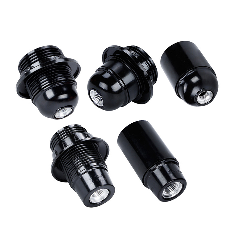 Black E27 Self-locking Bakelite Lamp Holder E14 Cap Screw LED Light ...