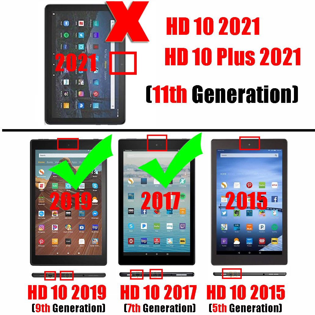 กรณีแท็บเล็ตสำหรับ Amazon Fire HD 10 9th Generation 2019 10.1นิ้วกันกระแทกฝาครอบป้องกันรูปแบบยาง ...