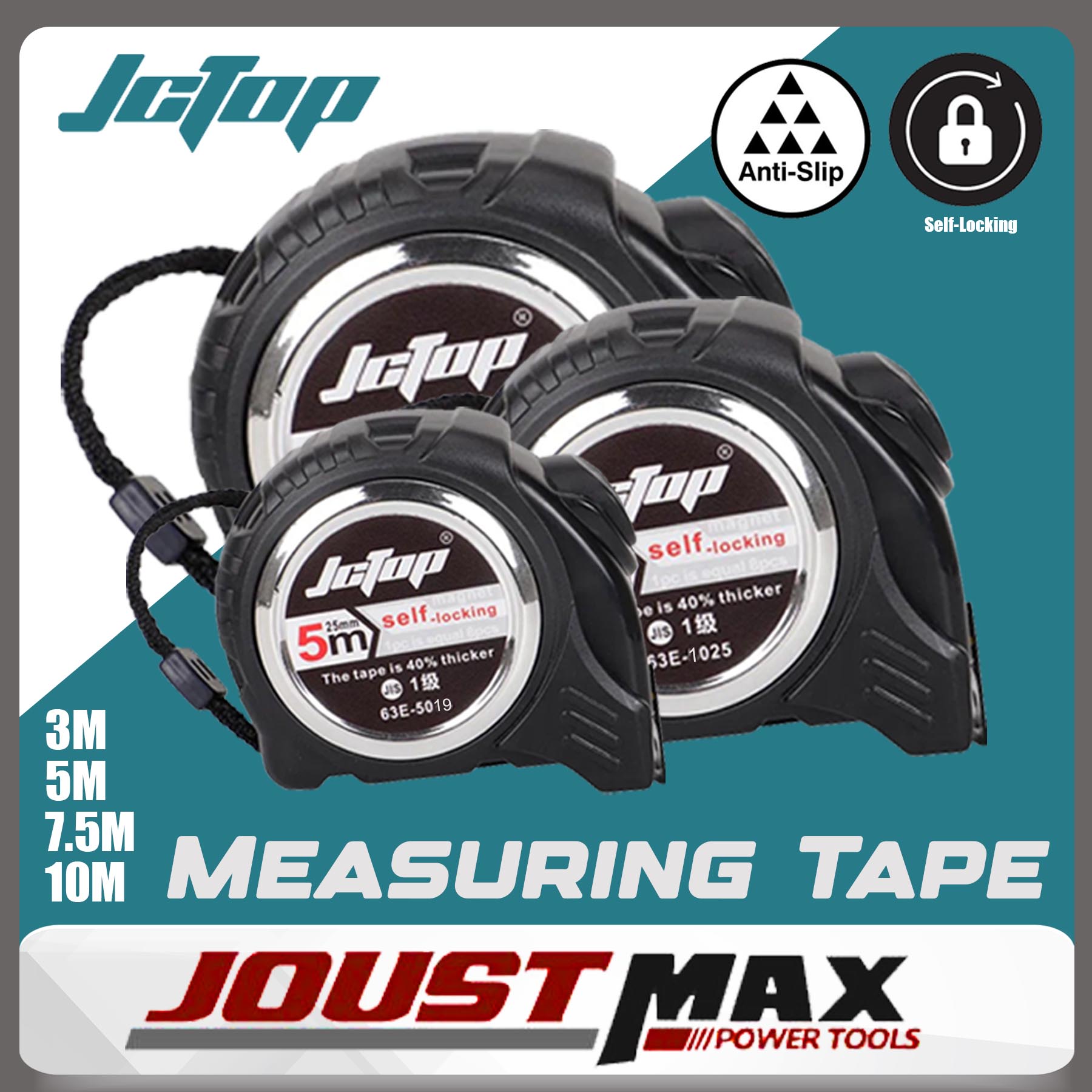 JCTOP Measuring Tape Heavy Duty Self Locking Measurement Tape Measure ...