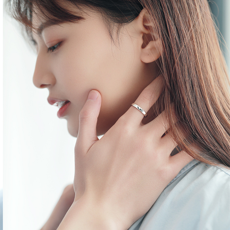 Pure White Copper Couple Ring A Couple Couple Ring Niche Original ...