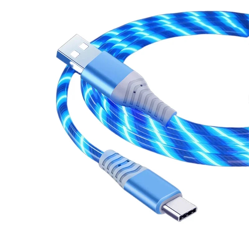 1-2M Flow Luminous USB Type C Cable 3A Fast Charging Data Cord for ...