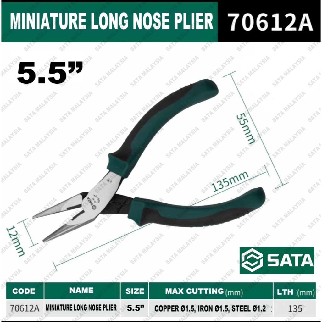 SATA Mini Series Pliers Small Pliers Linesman/Long/Bent/Flat Nose ...