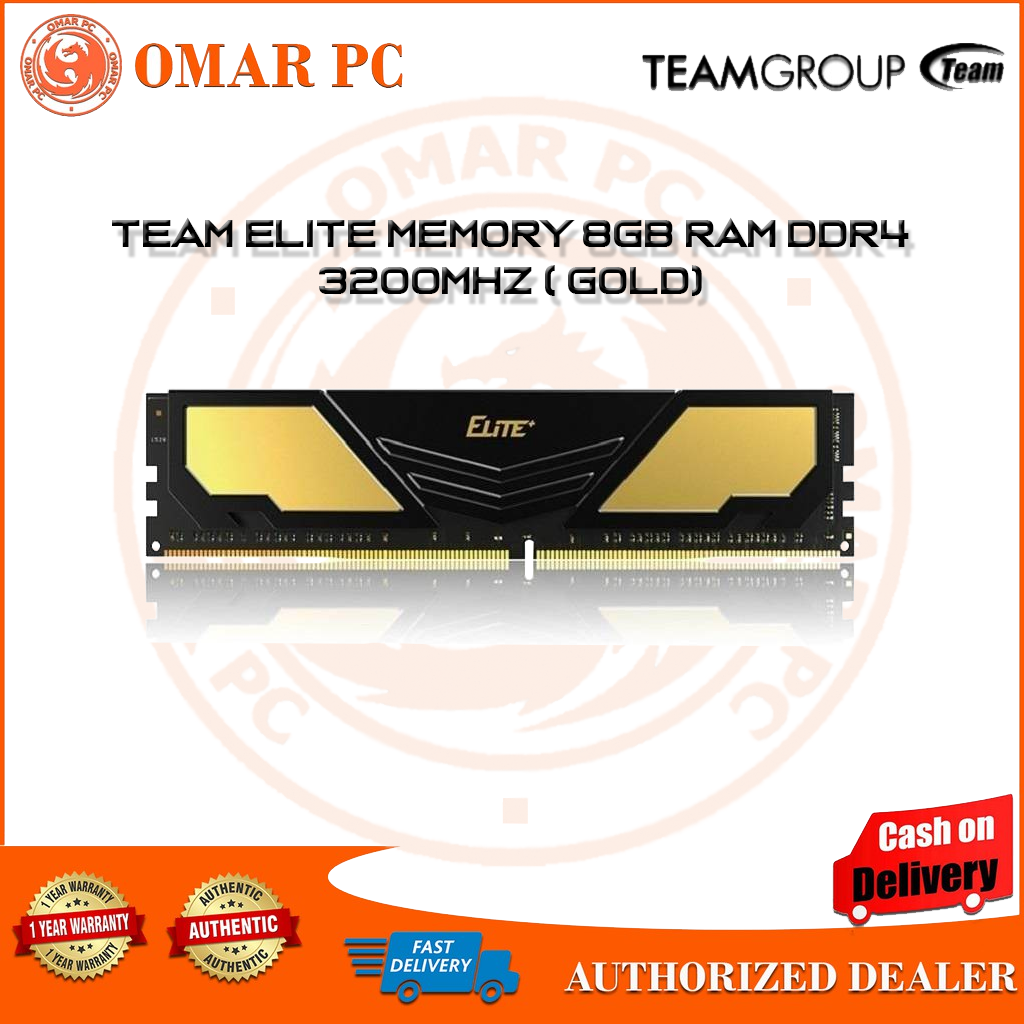 TEAM ELITE PLUS DESKTOP MEMORY 8GB RAM DDR4 3200MHz (Red / Gold) and ...