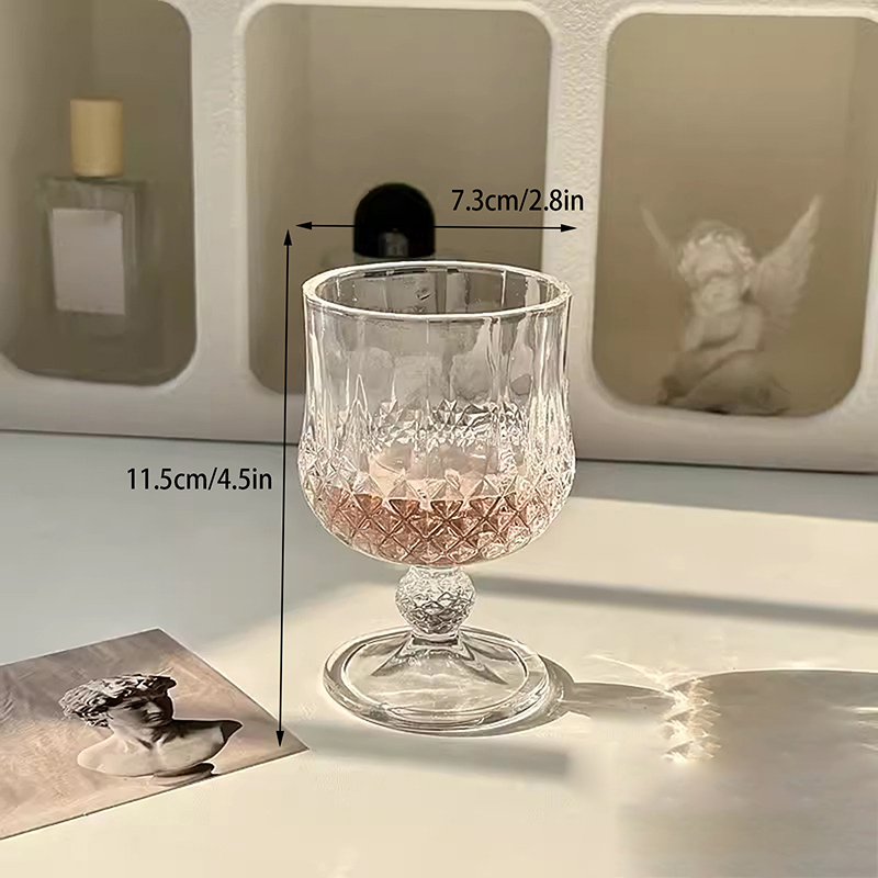Korean Style Engraved Embossed Small Goblet Glass Cup For Soju Sake Liquor Short Stemmed Glass ...