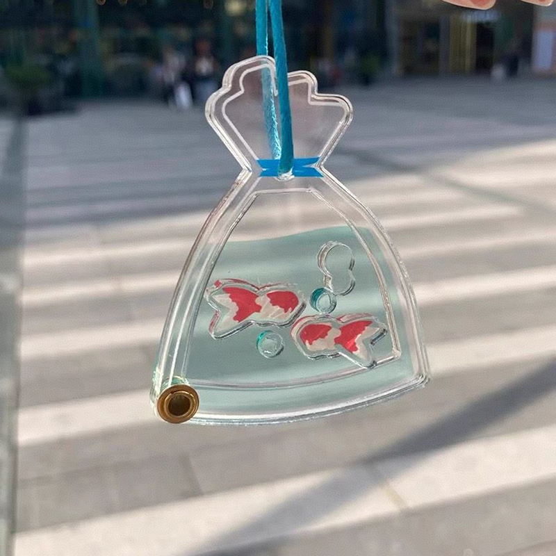 Chiikawa Anime Creative Pendant Cartoon Fish Water Bag Shaker Keychain ...