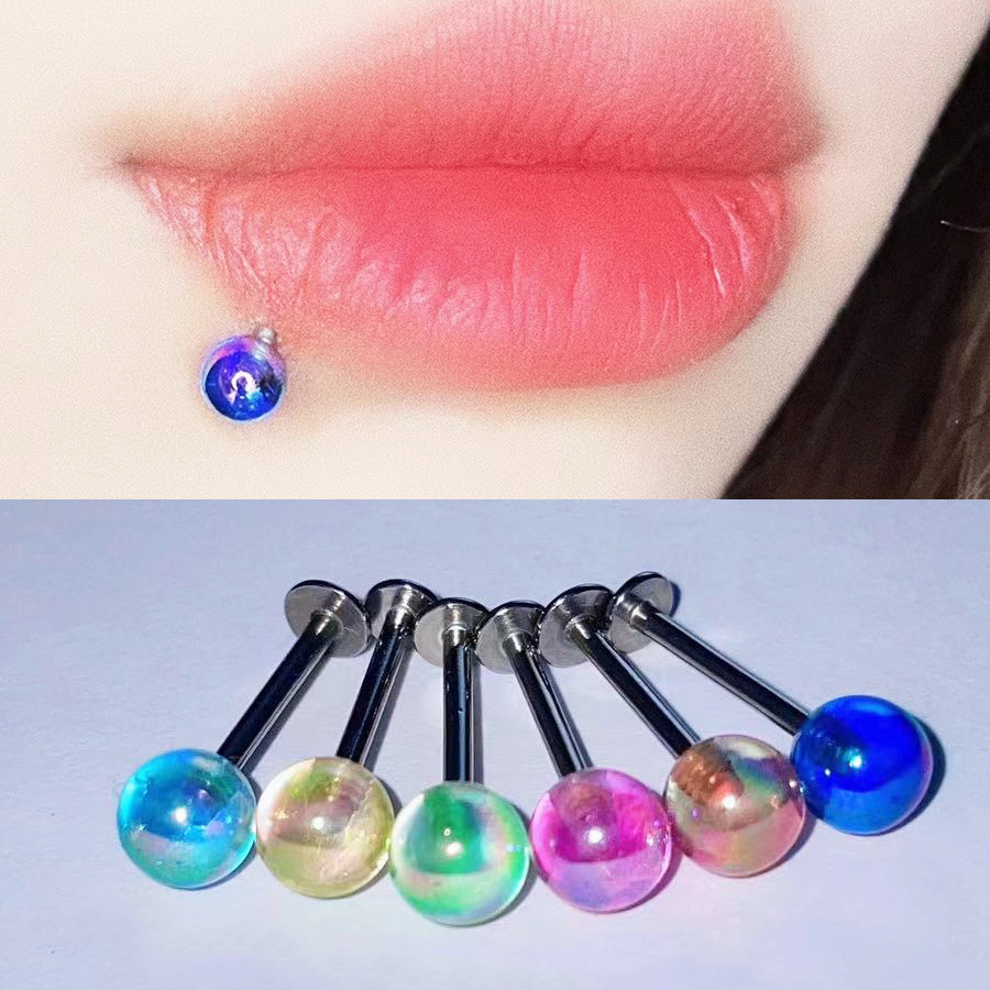 Acrylic Laser Ball Lip Nail T-shaped Flat Bottom Ear Nail Ear Bone Nail ...