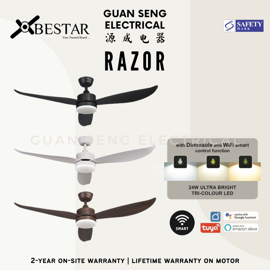 BESTAR Razor 46" 54" Smart WIFI DC Motor Ceiling Fan with Remote ...