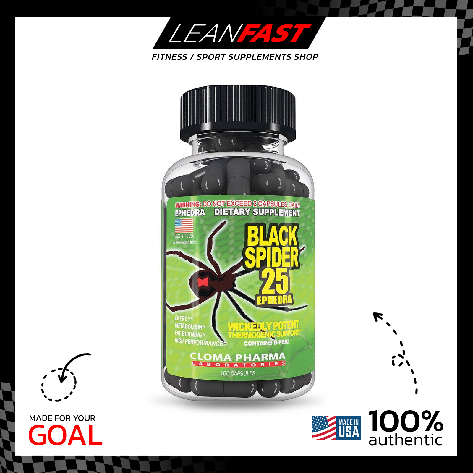 Cloma Pharma: Black Spider 25 Ephedr a Fat-Burner 100 capsules สุดยอด ...
