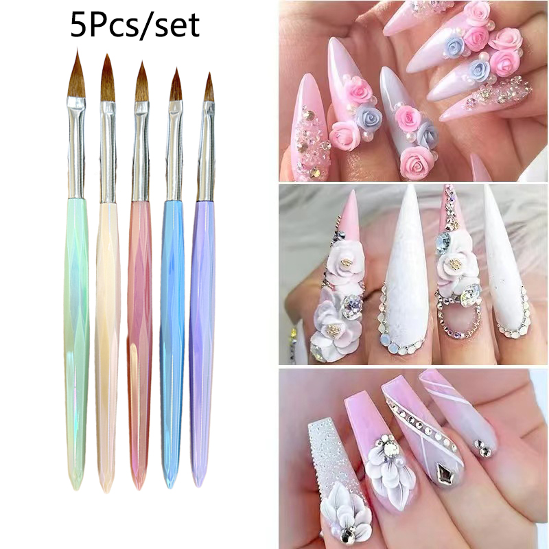 5pcs/Set New Nail Pen Macaron Color Acrylic Pole Color Smudge Pen ...