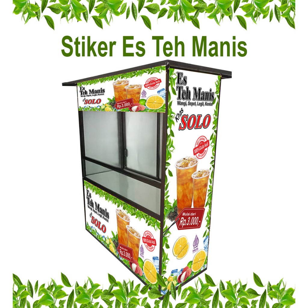 Stiker Gerobak Es Teh Manis Bisa CUstom Desain | Lazada Indonesia