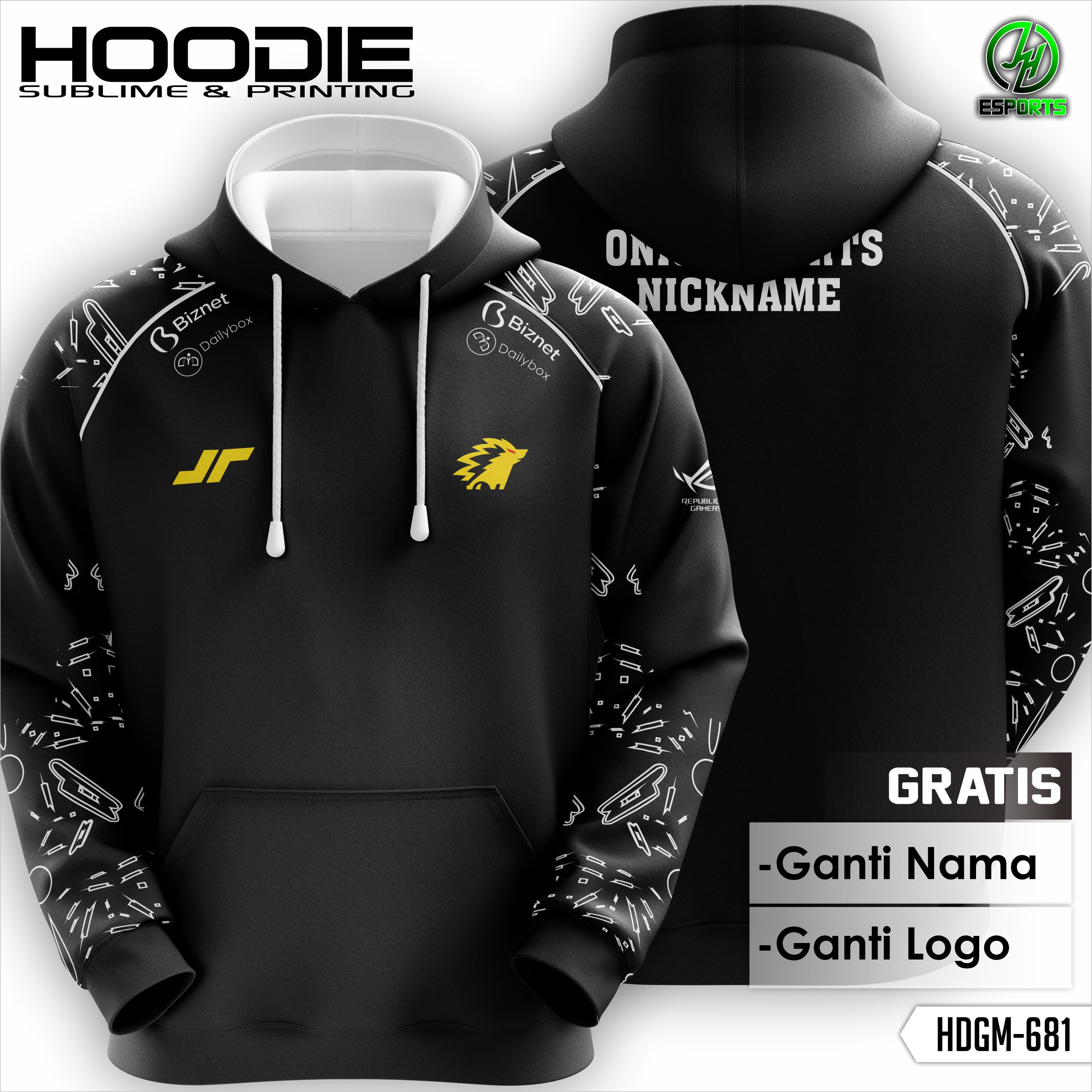 Jaket Game-Hoodie Gaming Team Onic Esport Mobile Legends/Free Fire/Pubg ...