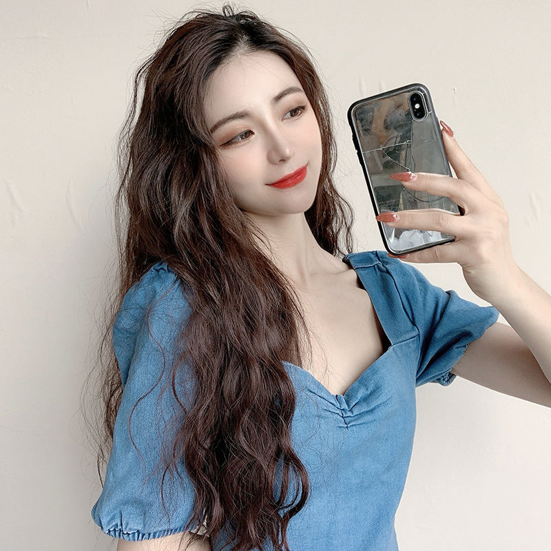 35เซนติเมตร57เซนติเมตรผู้หญิงยาวหยิกม้วนขนสัตว์แผ่นวิกผมแบบแพต่อที่มี ...