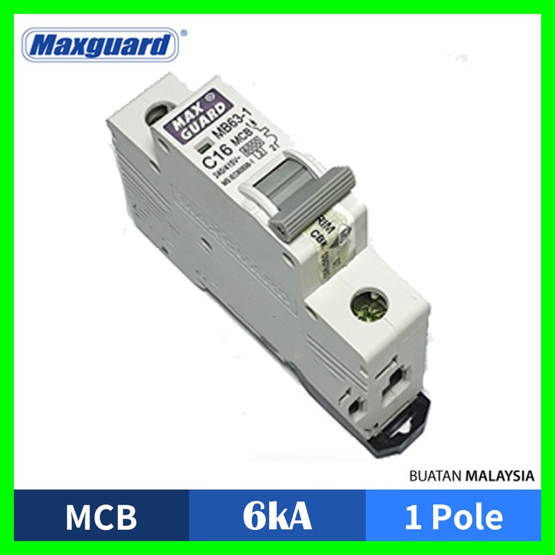 [READY STOK] MAXGUARD MCB 6kA 16A 1POLE 1P amp rccb main switch elcb db ...