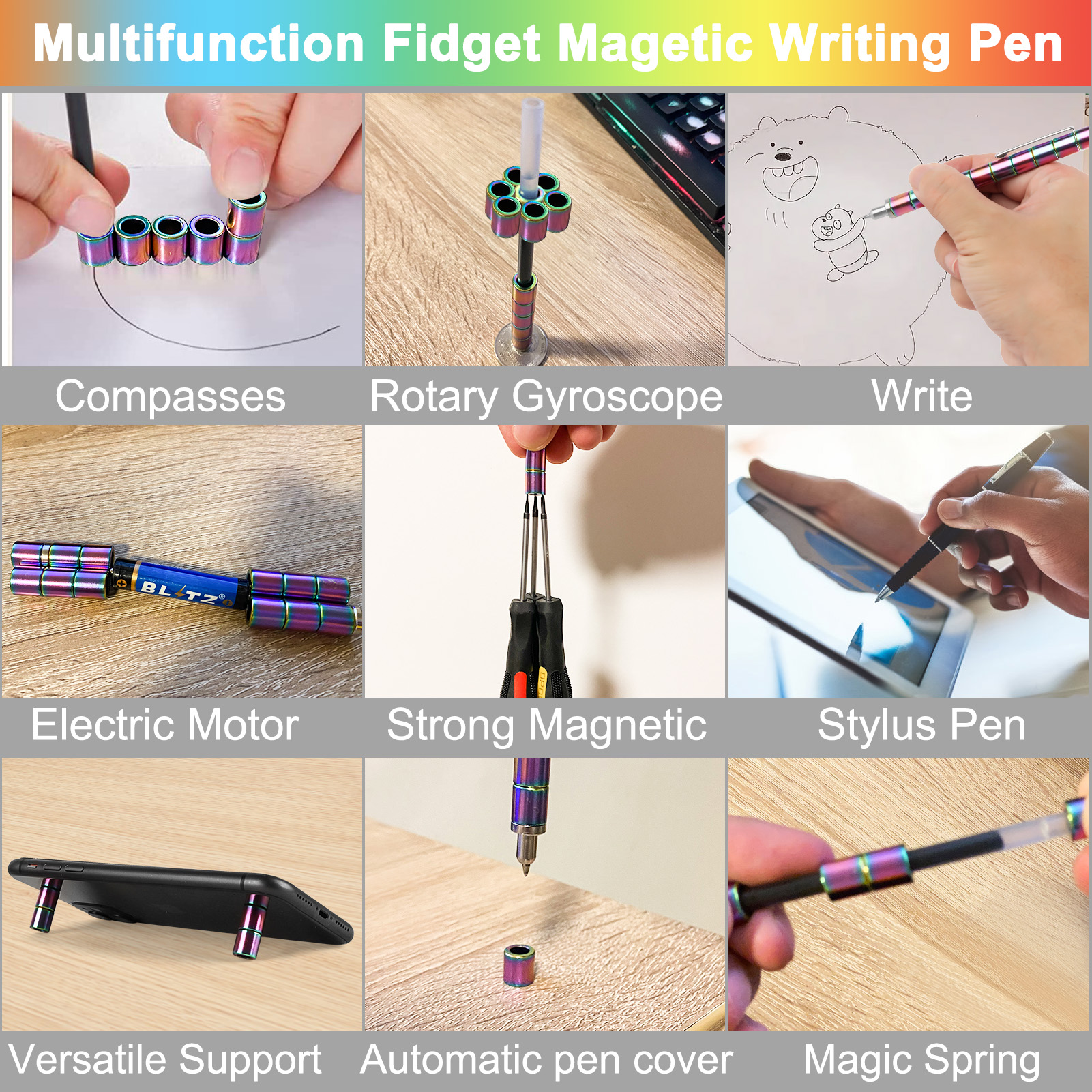 【LKFJ4OSNAK】Magnetic Metal Fidget Pen With Colorful Magnet Balls ...