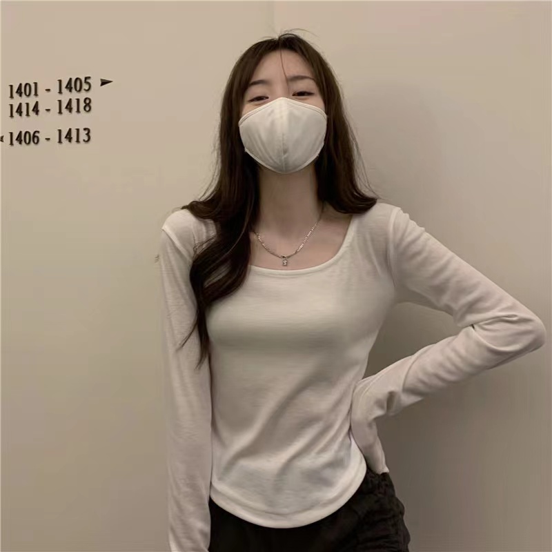 Luna????เสื้อคอกลมแขนยาวสีทึบสไตล์เกาหลี - Luna shop9 - ThaiPick