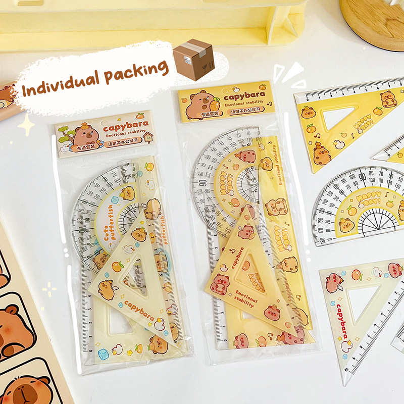 1Set Cartoon Cute Plastic Capybara Ruler High Quality Straightedge ...