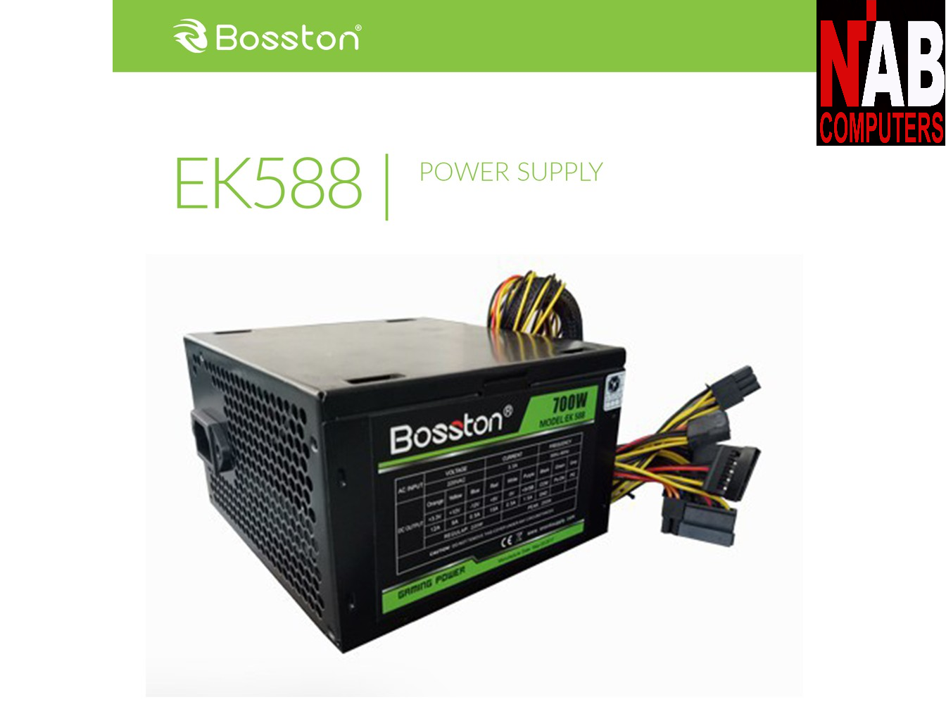 BOSSTON EK-588 700W JUMBO FAN POWER SUPPLY-BLACK(with power cord ...