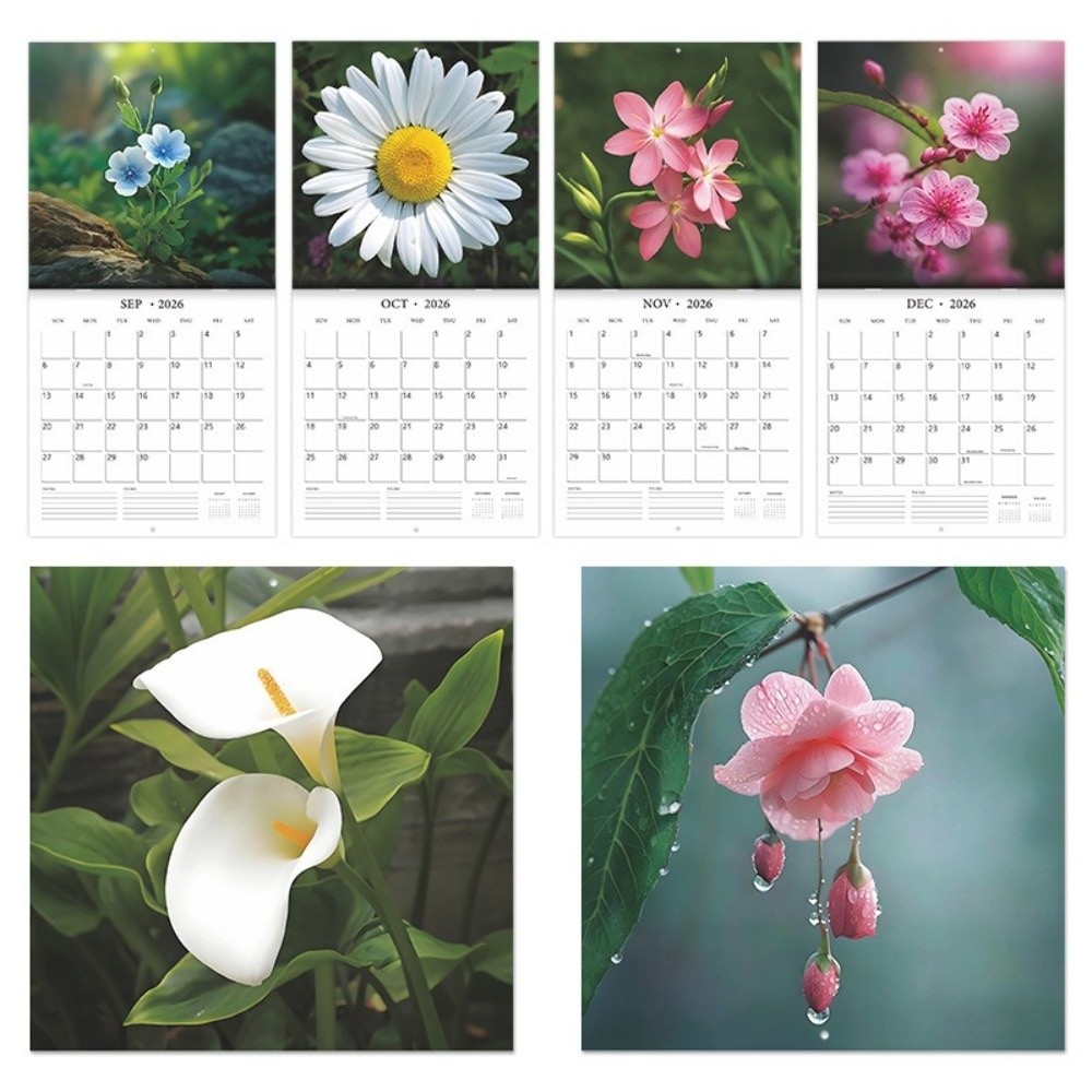 Aesthetic 12 Month Flowers Themed Wall Calendar Thick Paper Wall ...