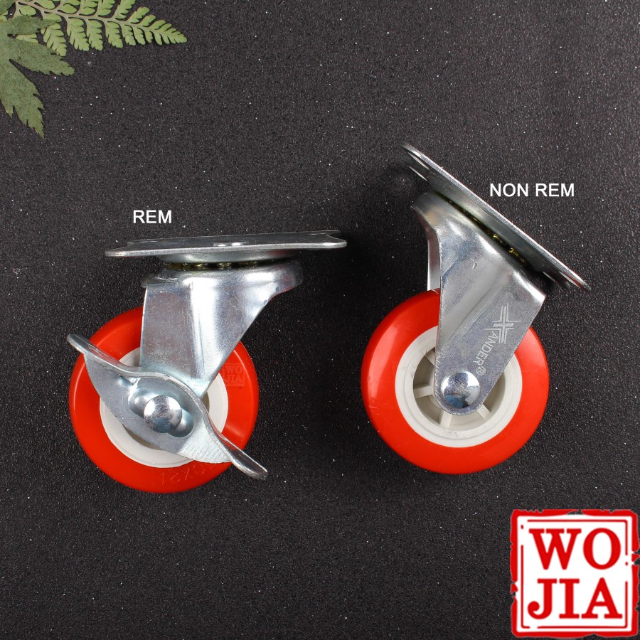 RODA CASTER ETALASE 2" REM/TANPA REM/ RODA HIDUP NYLON MERAH 2 INCH RRT ...