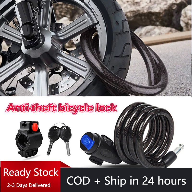Bike Safety Cable Lock Anti-Theft Lengthened Wire Rope 0.9M MTB Key ...