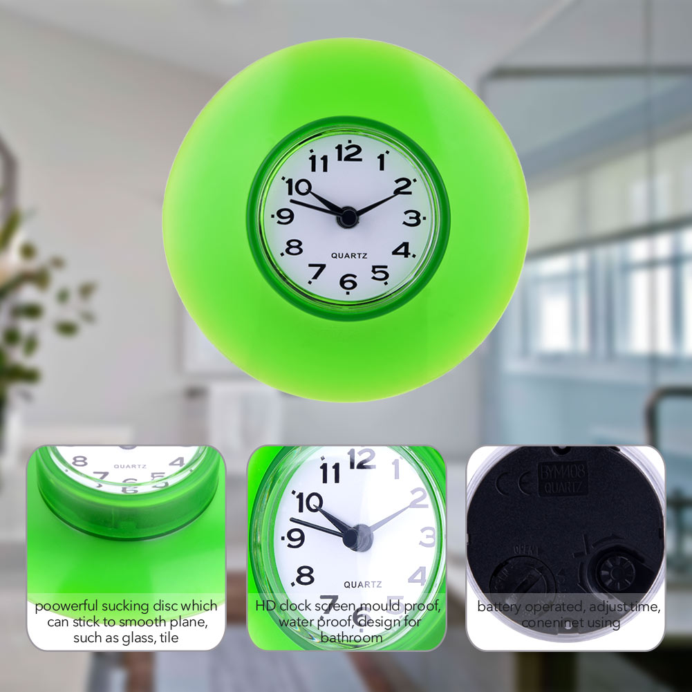 【Special offer】Bathroom Kitchen Mirror Suction Wall Clock Shower ...