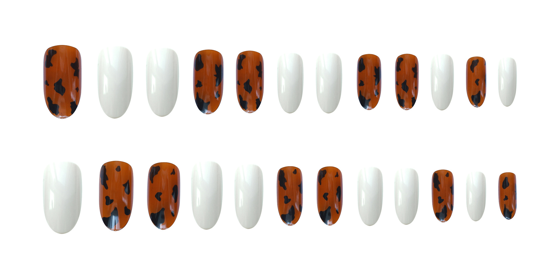 NailNinaPD-25 24pcs Leopard Print Glue Type False Nails with White ...