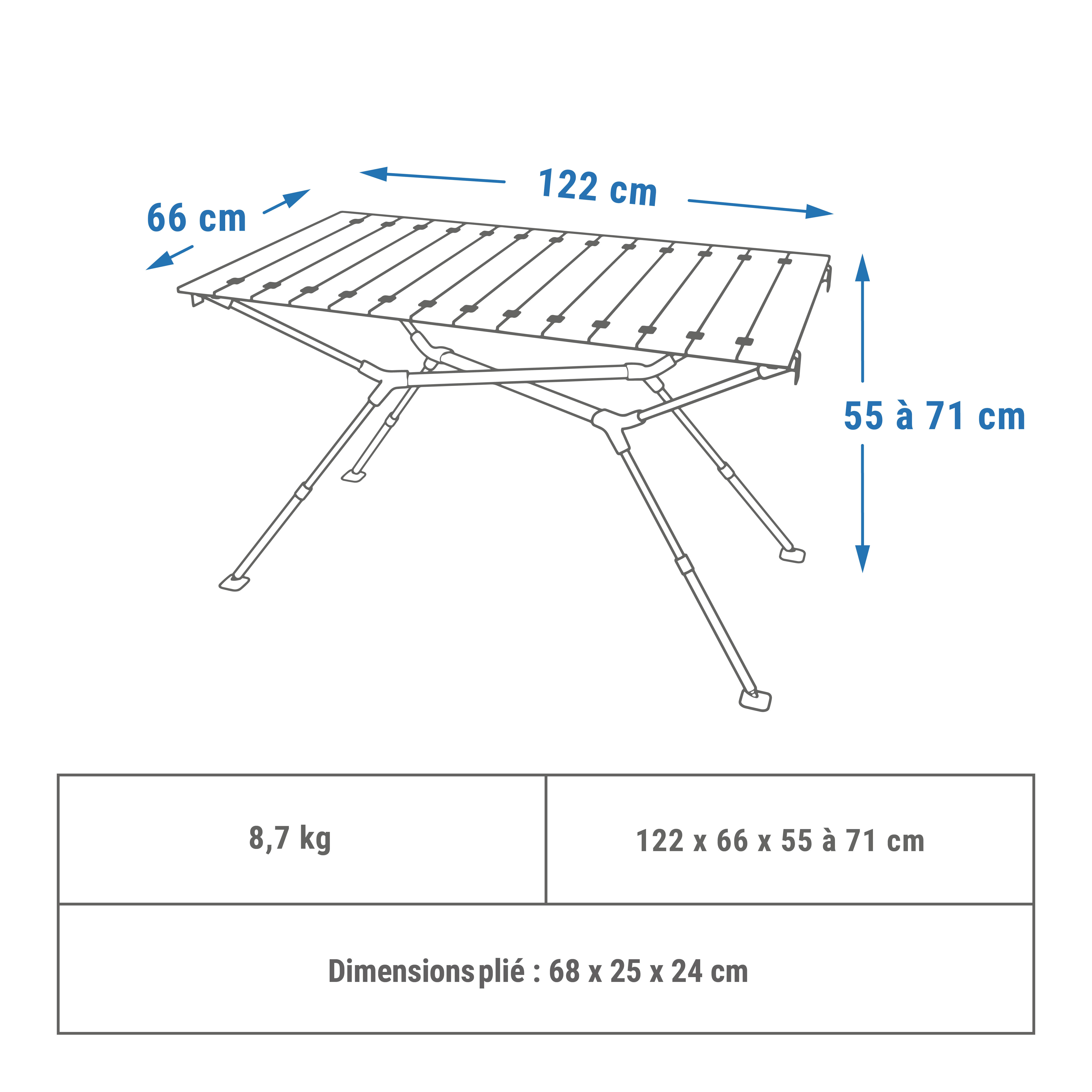 Decathlon Camping Compact Camping Table 4/6 People Wooden Top (Storage ...