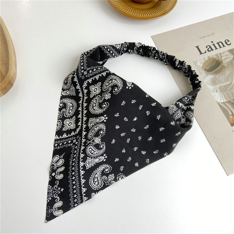 Elastic Hair bands Headband Flower Print Hair Scarf Floral Triangle ...