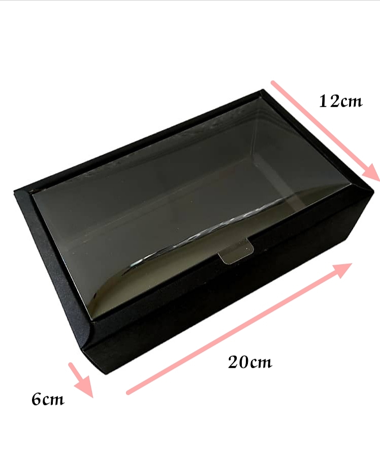 Black Craft Paper Box Transparent Cover Cartons Box Cardboard Empty Box ...