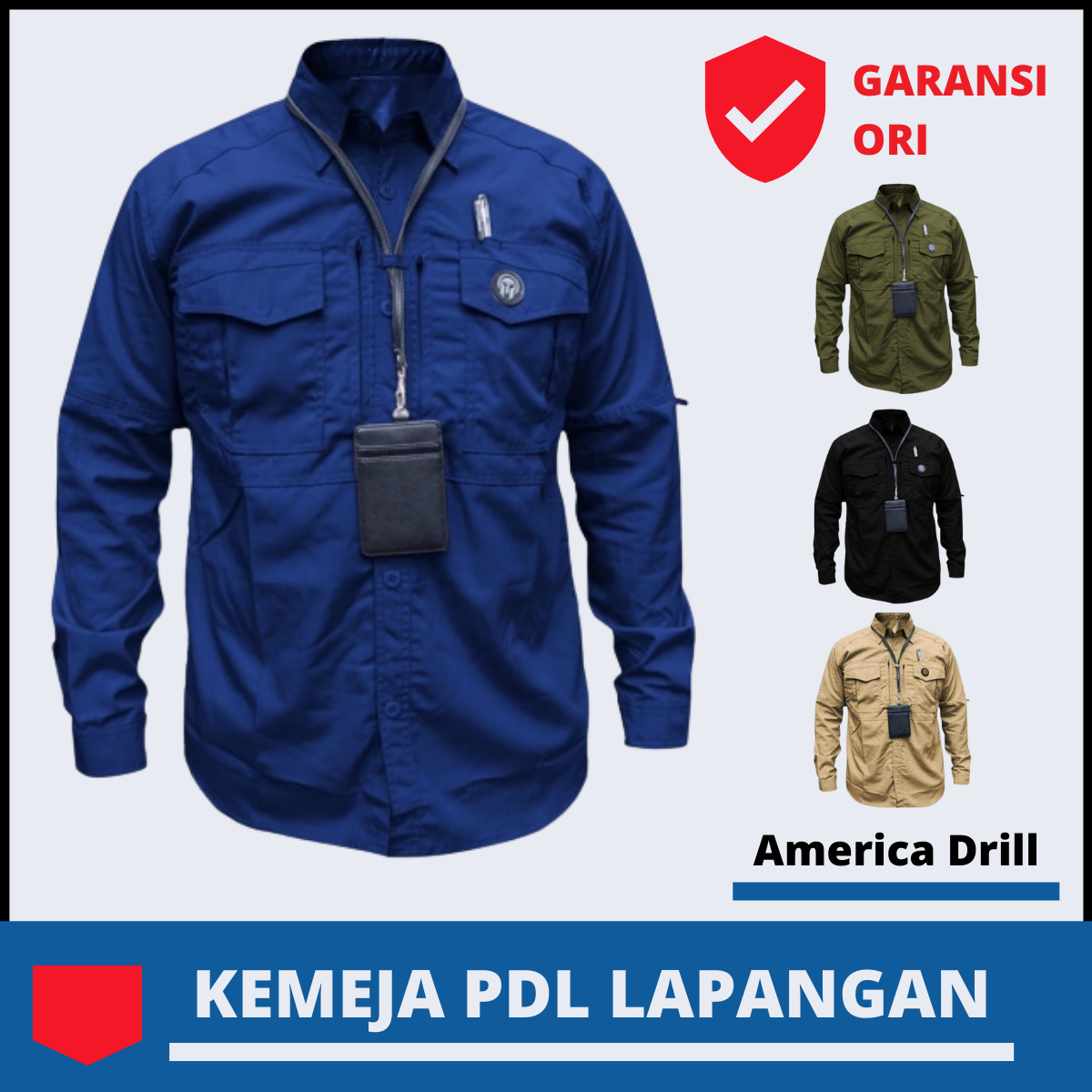 Kemeja Lapangan PDL Pria Lengan Panjang Tactical Outdoor Kerja Baju PDH ...