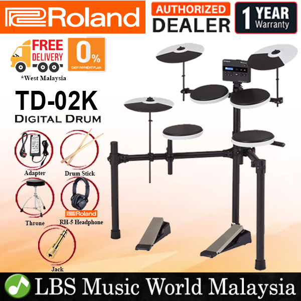 Roland TD-02K Digital V-Drums Electronic V Drum Set Package (TD02K TD02 ...