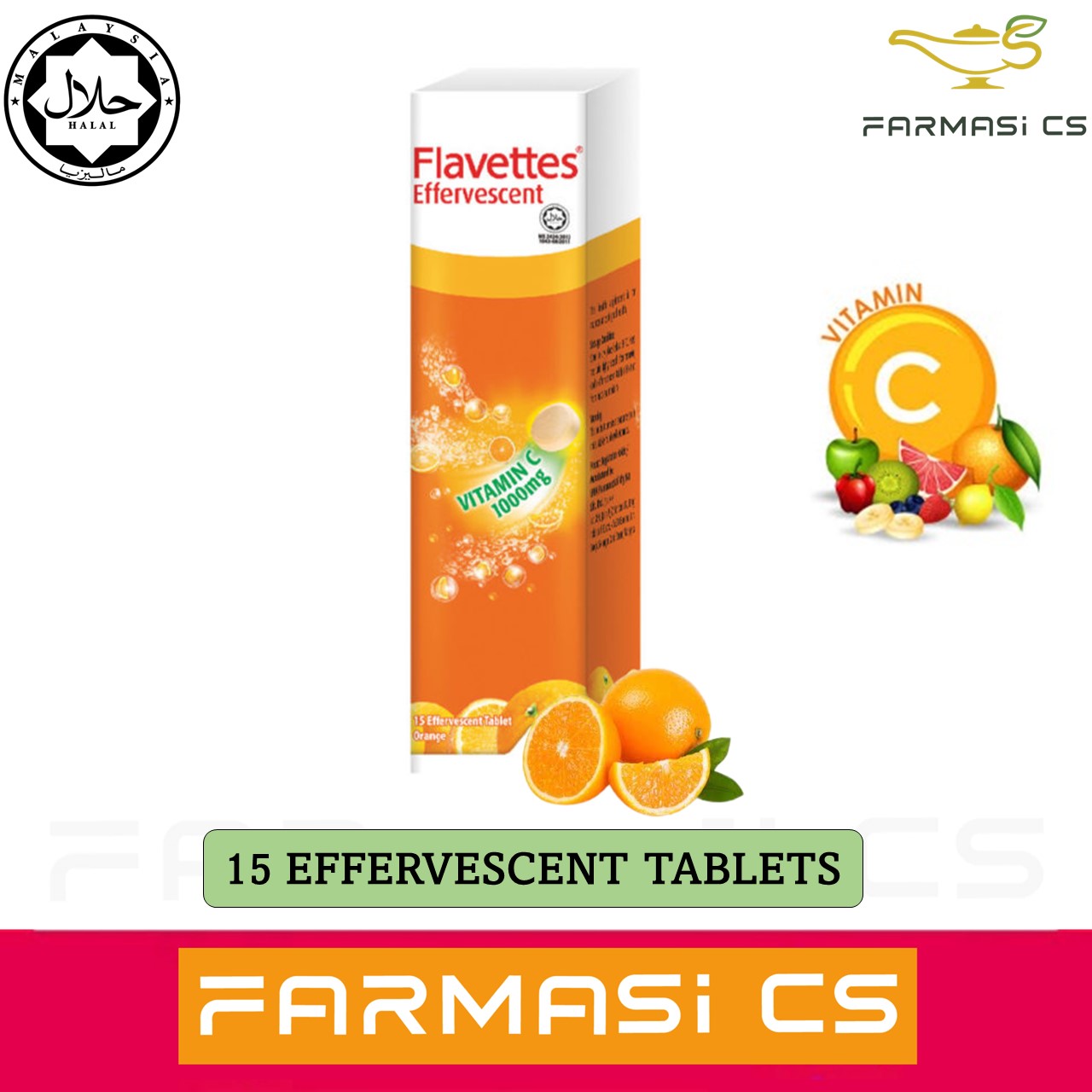 Flavettes Effervescent Vitamin C 1000mg (Orange) 15 Tablets EXP:01/2026 ...