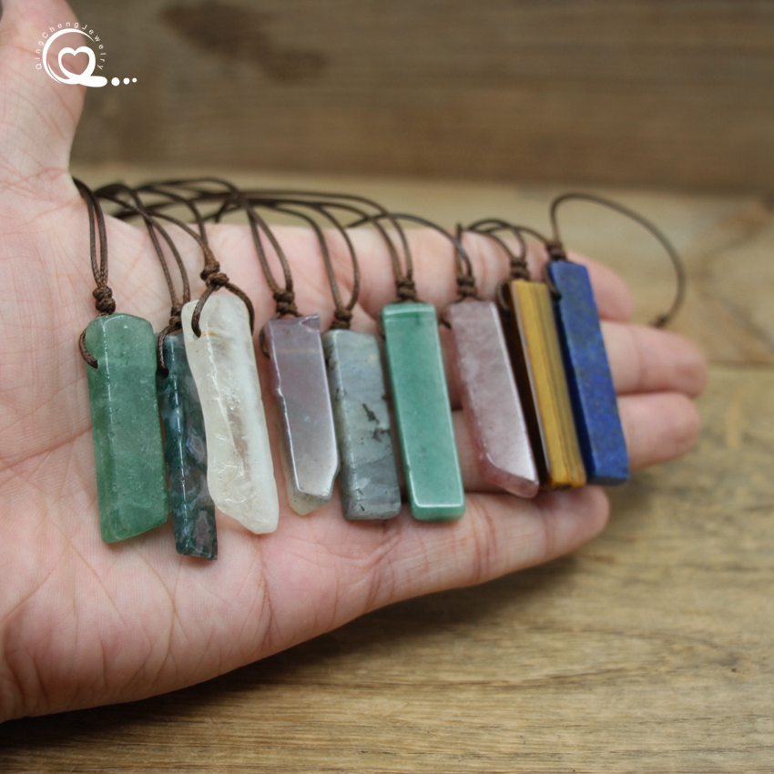 Healing Crystal Natural Stone Slice Pendants Necklace,Reiki Chakra Gmes ...