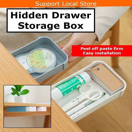 Stationery Organizer Hidden Drawer Storage Box Pen Box Desk Organizer ...