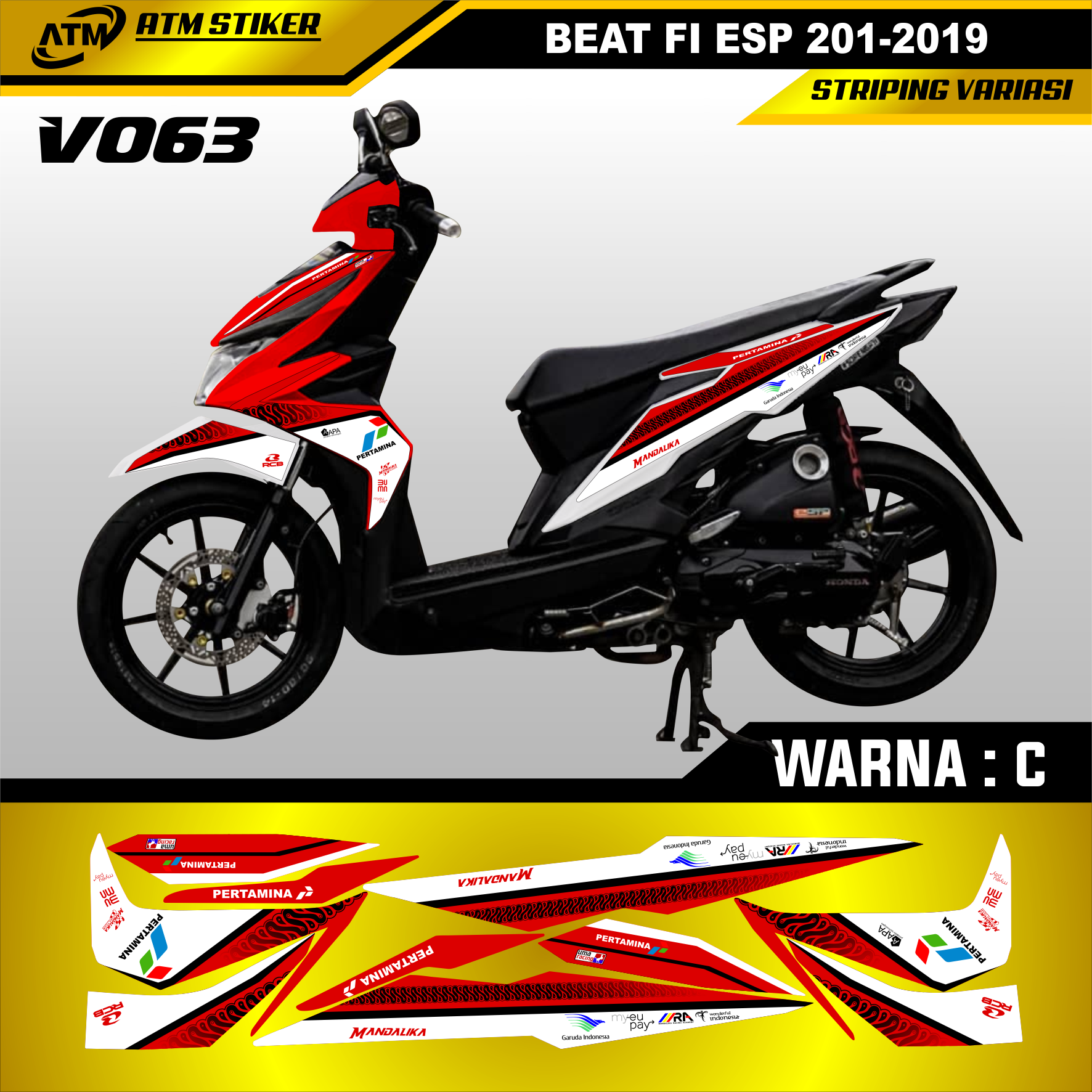 Modifikasi Beat Warna Merah Putih