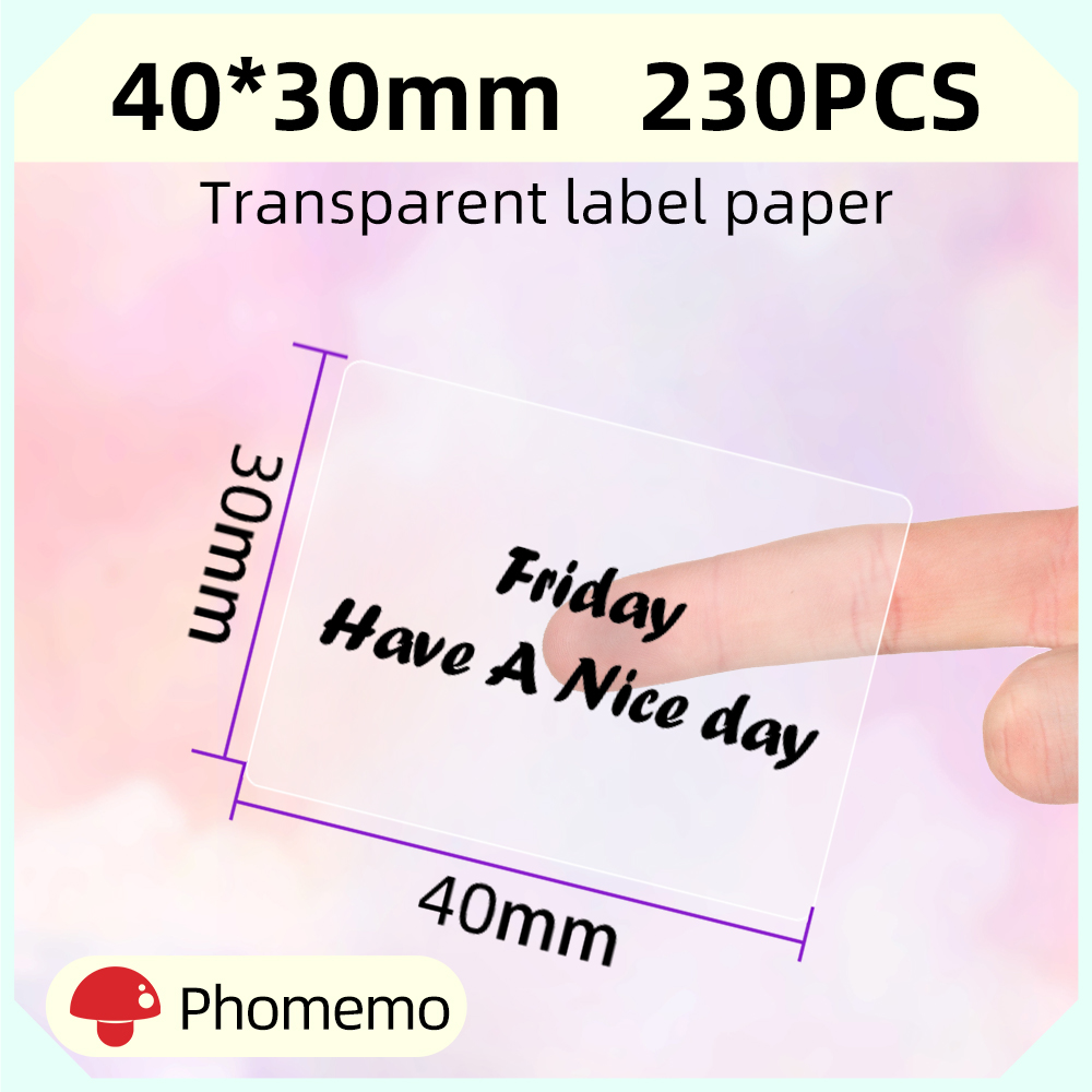 【Toy life hall】Phomemo Clear Self-Adhesive Labels Paper for Phomemo 220 ...