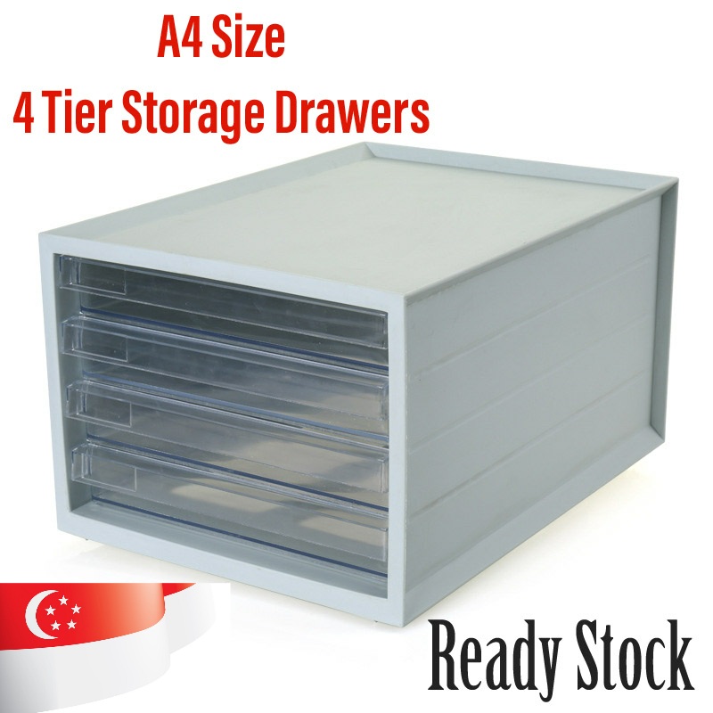 [Local Seller][Ready Stock] High Quality A4 Size 4 Tier Storage Drawers ...