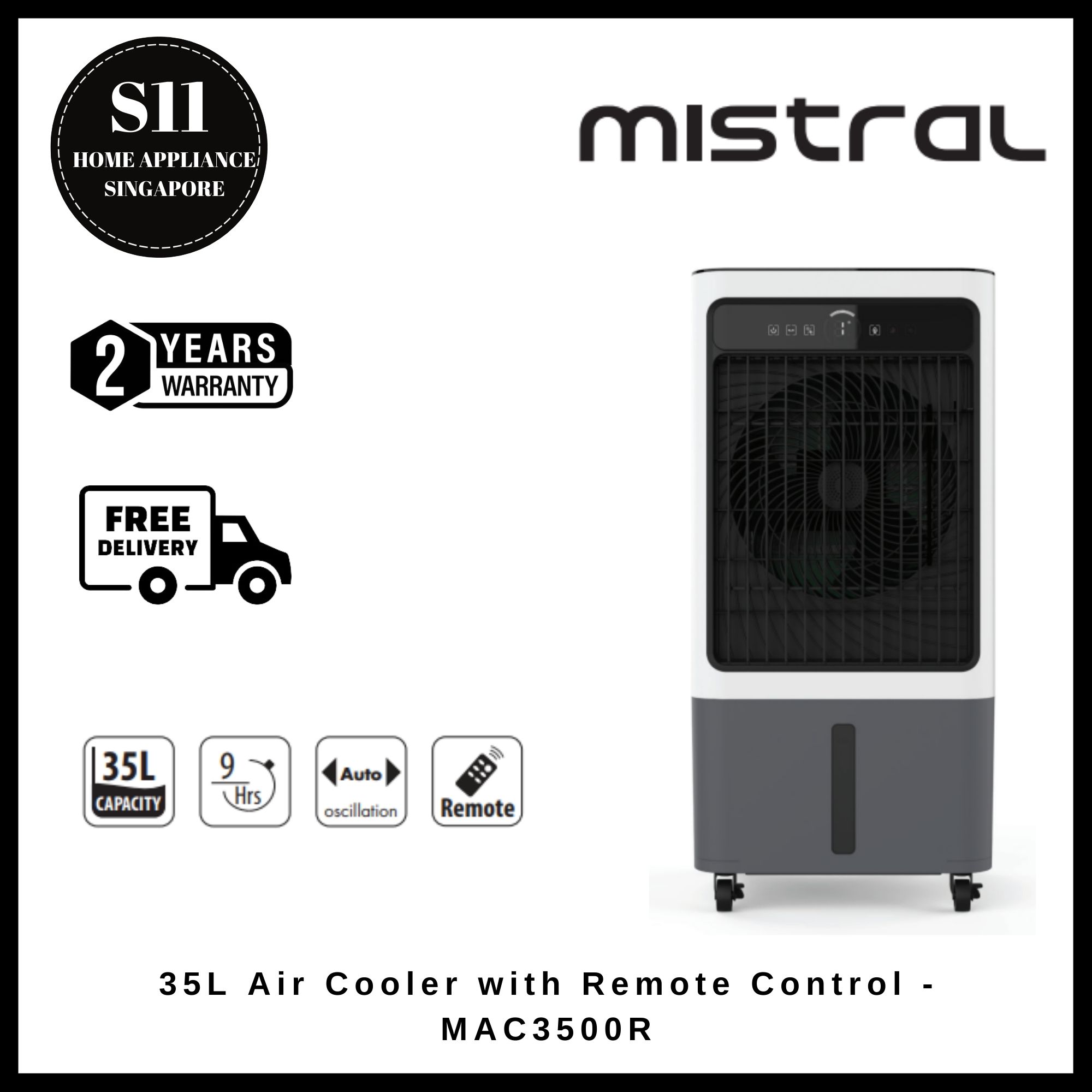MISTRAL MAC3500R: 35L AIR COOLER with ROMTE CONTROL - 2 YEARS WARRANTY ...