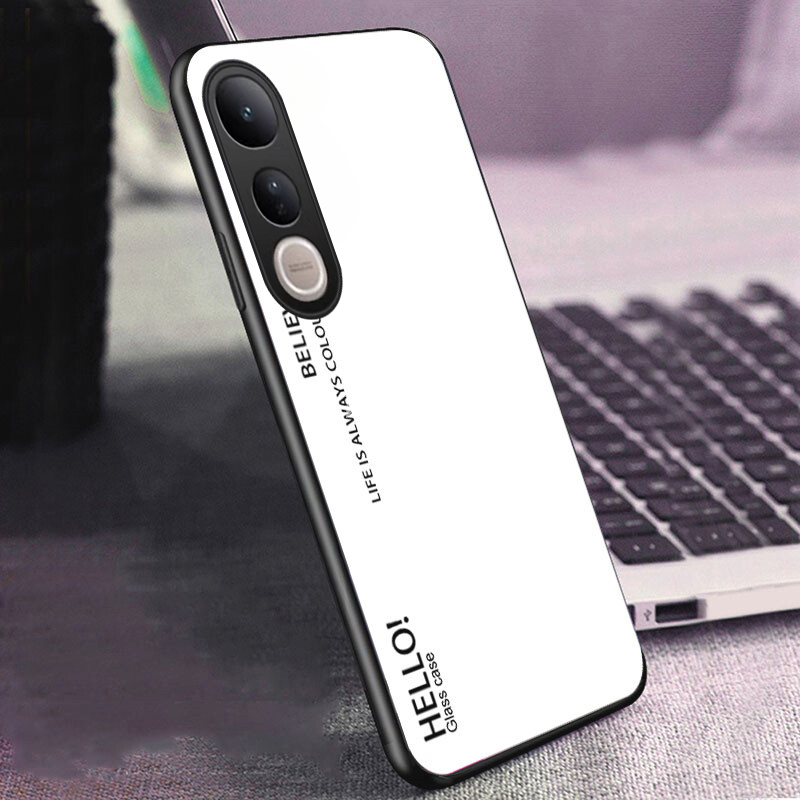 For Vivo V50 Lite Case Gradient Mirror Tempered Glass Protector Hard ...