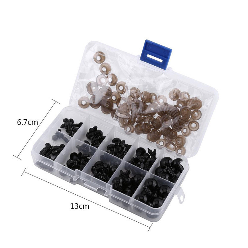 SF 100 Pcs Boxed Toys Eye Accessories Plastic Eyes Art Eyes Black Bean ...