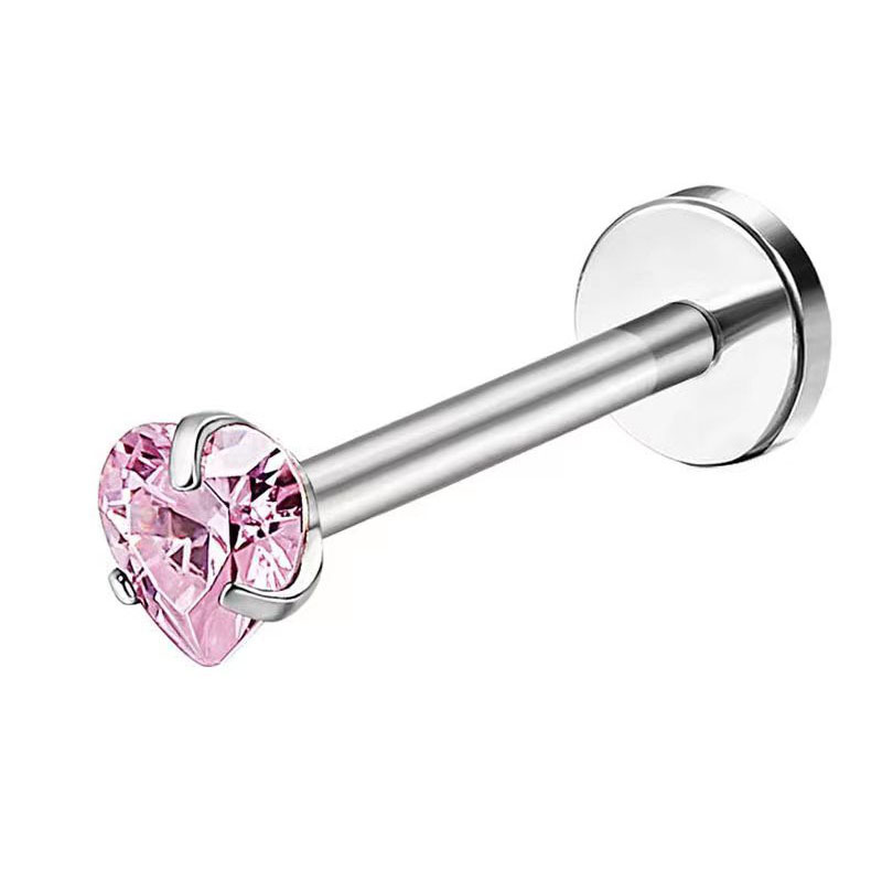 Direct selling stainless steel claw love zircon lip nail tongue nail ...