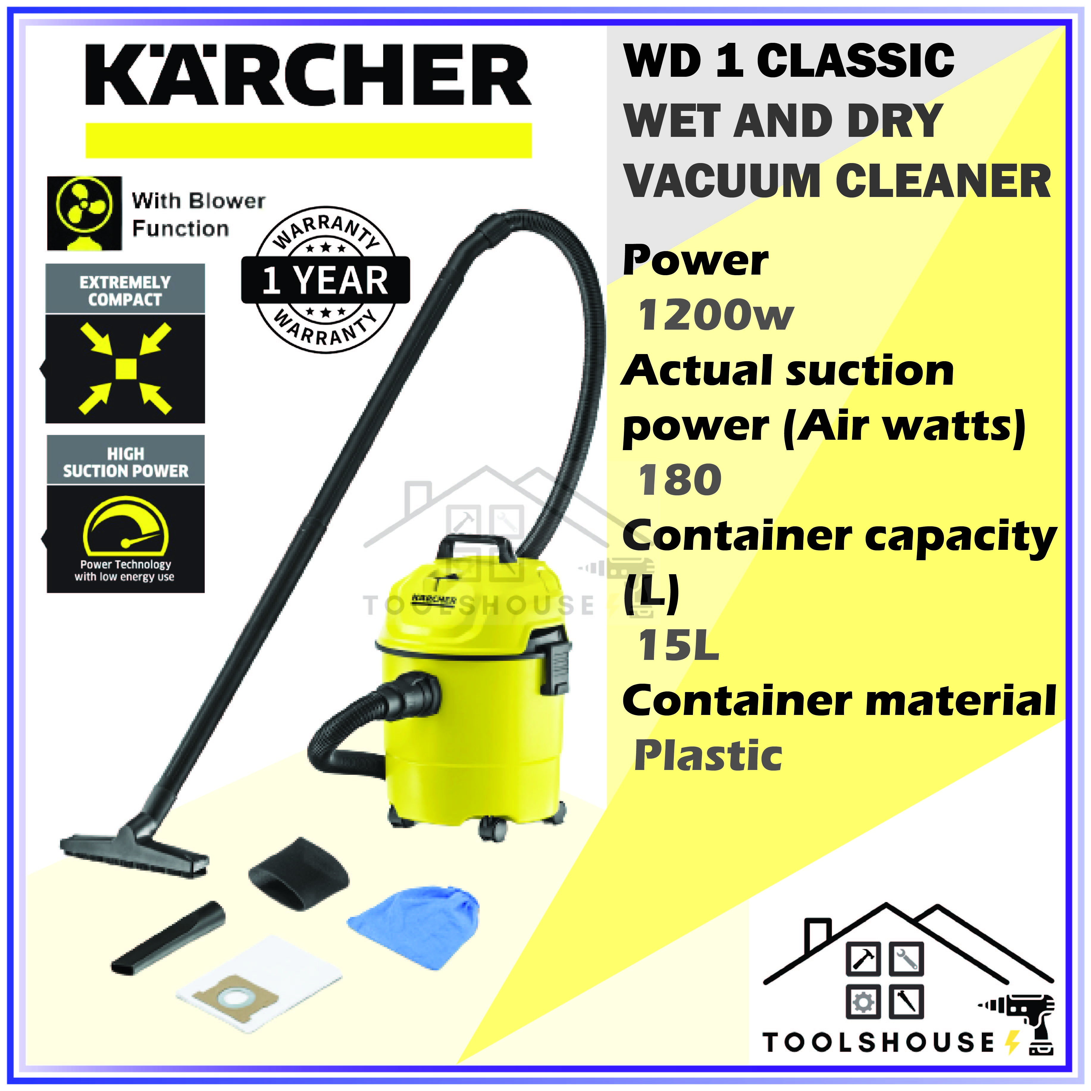 Karcher WD1 Wet & Dry Vacuum Cleaner 1200W | Lazada
