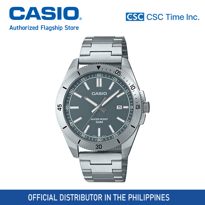 Casio (MTP-B155D-3EVDF) Silver Stainless Steel Strap 50 Meter Date ...