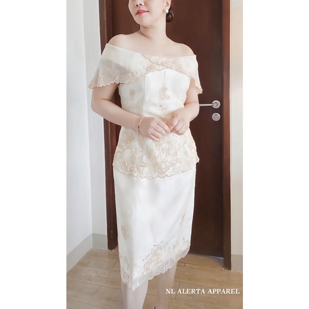 MODERN BARONG FILIPINIANA HIGH QUALITY KULTURA OFF SHOULDER DRESS FOR ...