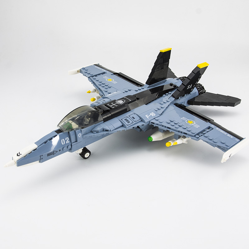 Military Series Compatible Legao Blocks MOC Aircraft F16 Jet Fighter ...