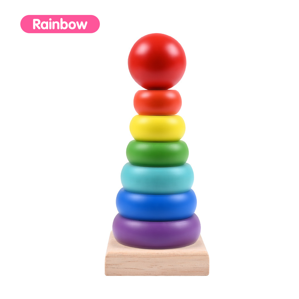 Mumystation Wooden Educational Toys Kids Wooden Rainbow Tower toy Early ...