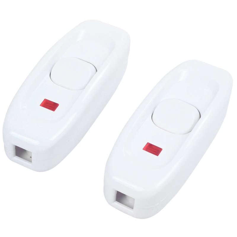 2pcs AC 250V 10A ON/OFF Button Electric Control In Line Switch White ...
